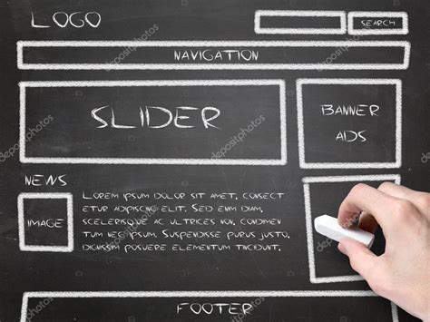 Website Wireframe Sketch On Blackboard Stock Photo Ronstik 11952665