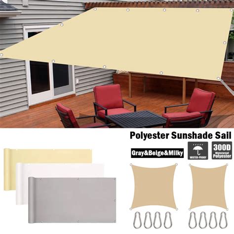 300d 야외 방수 태양 대피소 정원 테라스 태양 그늘 패브릭 비치 캠핑 태양 캐노피 텐트 수영장 천막그늘막 And 그물 Aliexpress