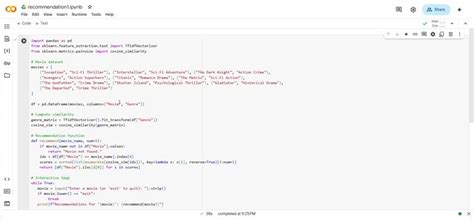 Codsoft Internship Recommendationsystem Machinelearning Ai Python Sri Kiruthika Cm