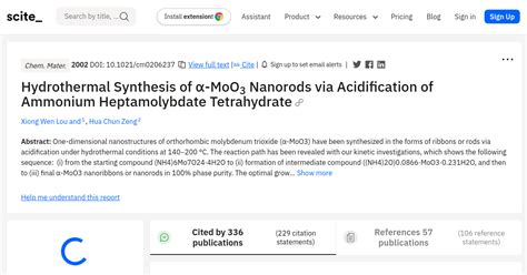 Hydrothermal Synthesis Of α Moo 3 Nanorods Via Acidification Of Ammonium Heptamolybdate