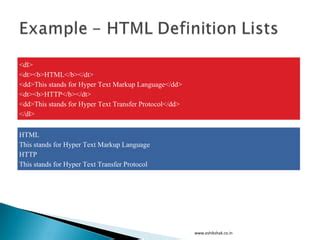 Lecture Html Lists Pdf