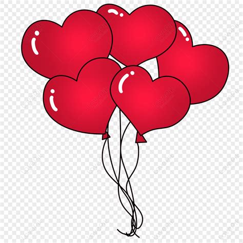빨간 발렌타인 데이 칠석 만화 일러스트 사랑 풍선 삽화 장식 하트원소류핑크 풍선 Png 일러스트 무료 다운로드 Lovepik