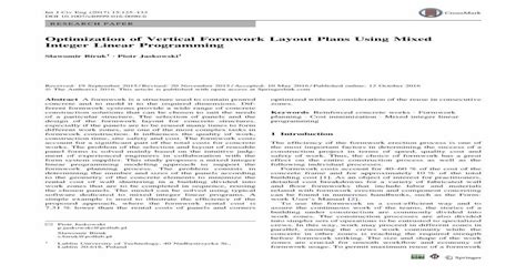 optimization of vertical formwork layout plans using … · optimization of vertical formwork