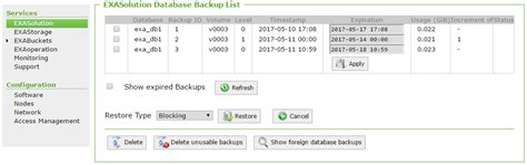 Restore Database Instance From Backup On Premise Exasol Db