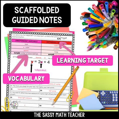 Independent And Dependent Variables In Math Real World Guided Notes And Practice The Sassy