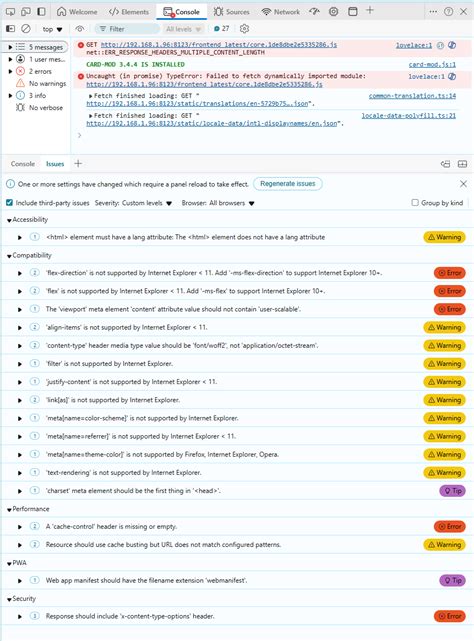 Web Frontend Hangs On Loading Data IOS Works Fine More In Text Frontend Home Assistant