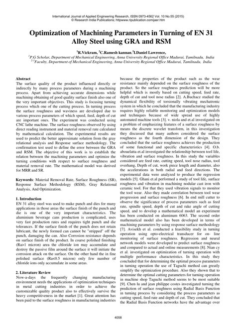 Pdf Optimization Of Machining Parameters In Turning Of En 31 Alloy Steel Using Gra And Rsm