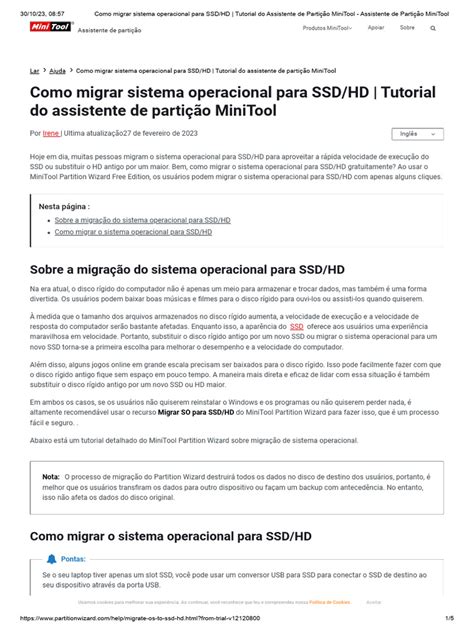 Como Migrar Sistema Operacional Para Ssd Hd Tutorial Do Assistente De Partição Minitool
