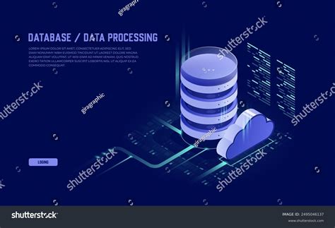 Big Data Flow Processing Ultraviolet Isometric Stock Vector Royalty