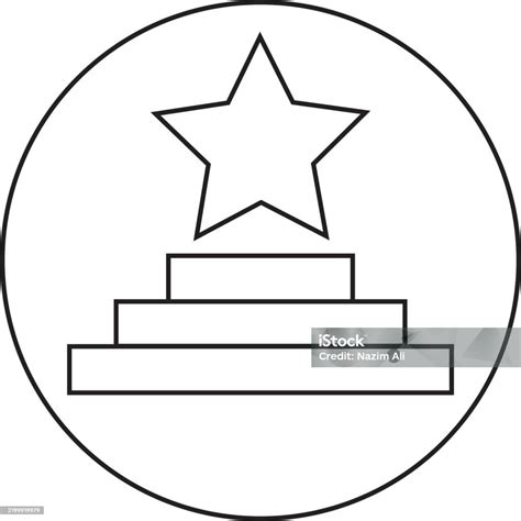 트렌디한 아웃라인 스타일의 별 아이콘이 있는 연단 수상자를 위한 업적 및 수상 인정 벡터 기호 앱 및 웹 사이트에 적합한 인식 투명한 배경에 격리 된 Ui 디자인 경쟁에
