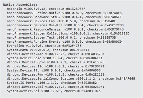 Package And Assembly Versions And Checksums Net Nanoframework