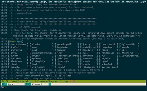 persistent irc history with irssi and tmux example