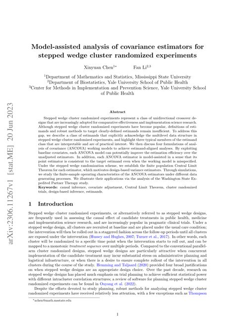 Pdf Model Assisted Analysis Of Covariance Estimators For Stepped