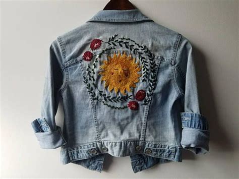 Custom Embroidered Denim Etsy Embroidered Denim Embroidery Jeans