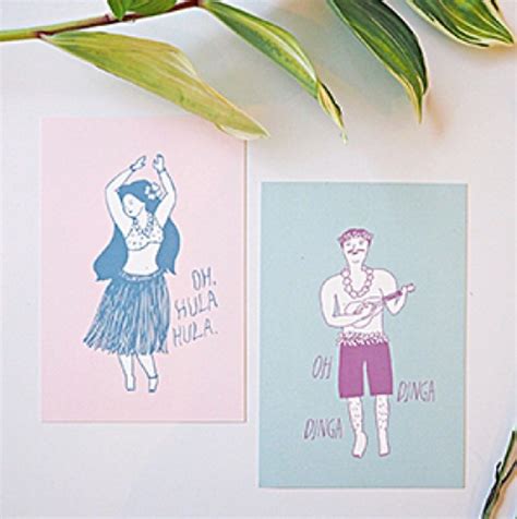 오롤리데이 훌라처녀and딩가총각 엽서 엽서 제품 문구류