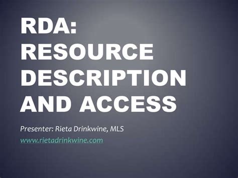 Rda Resource Description And Access Ppt