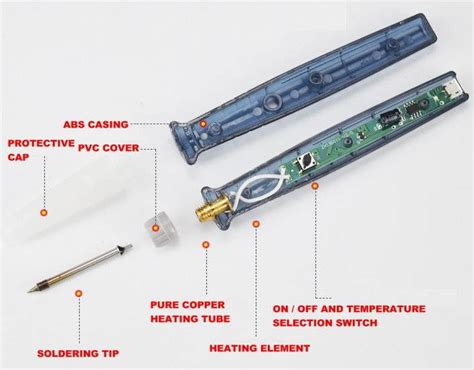 PORTABLE USB SMART SOLDERING IRON TEMPERATURE ADJUSTABLE SELECTABLE 5V 8W