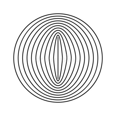 Concentric Circle Pattern Geometric Black Lines Optical Illusion Vector Abstract Symmetrical