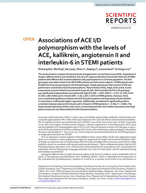 Pdf Associations Of Ace Id Polymorphism With The Levels Of Ace Kallikrein Angiotensin Ii