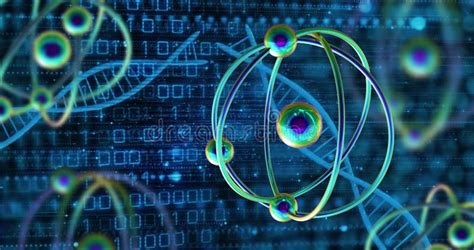 Animation Of Dna Strand And Scientific Data Processing Over Binary