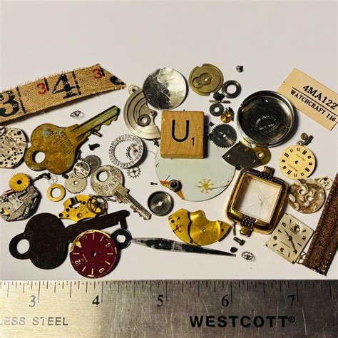 Found Object Pieces Assemblage Altered Art Vintage Metal Parts