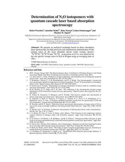Pdf Determination Of N2o Isotopomers With Quantum Cascade Laser Based