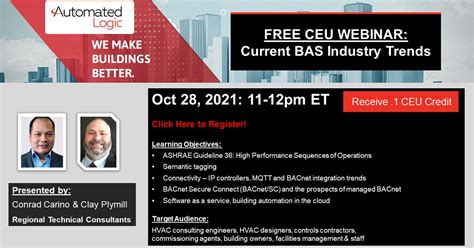 Automated Logic Corporation On Linkedin Ashrae Buildingautomation Webinar Wemakebuildingsbetter