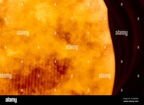 Intense Combustion Flames Inside A Steam Boiler Furnace At A Thermal