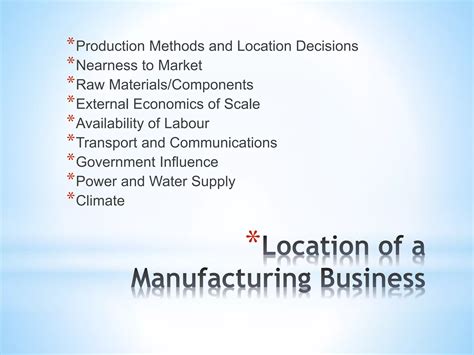 Factors Affecting Location Of A Business Ppt