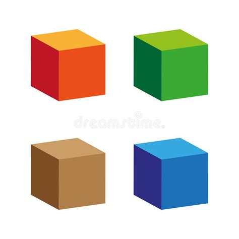 Isometric Cube Vector Color Block Icon Bright 3d Shapes Geometric