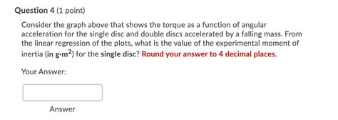 solved torque vs angular acceleration graph torque vs