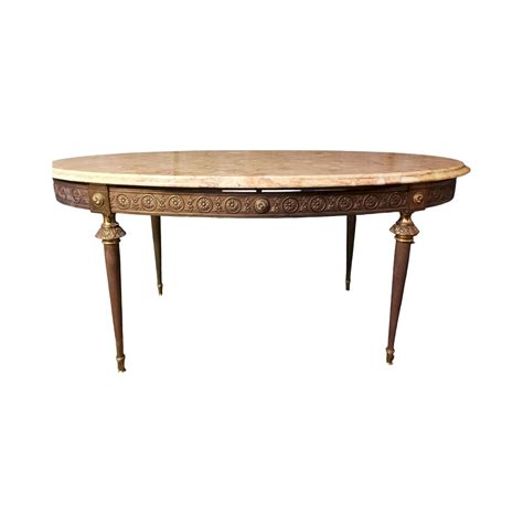 Table Basse En Laiton Et Marbre 1960 Classique Beigedorérose Laiton