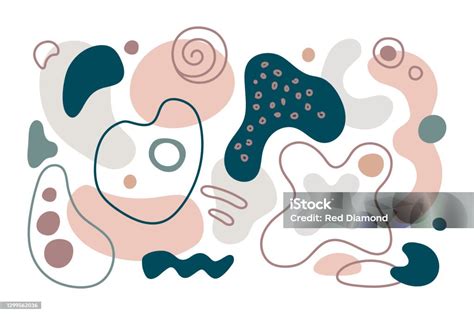 유체 추상 모양의 집합 파스텔 색상의 유기 추상적 액체 모양으로 최소한의 벡터 세트 트렌디한 미니멀 한 디자인과 파스텔 색상의