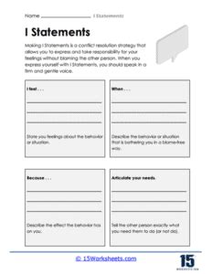 I Statements Worksheets 15