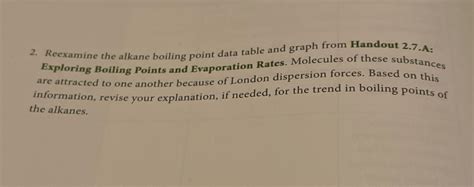 [solved] 2 reexamine the alkane boiling point data table and graph