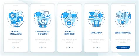 Industry Specific Education Blue Onboarding Mobile App Screen Skills