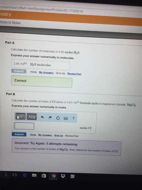 Solved Calculate The Number Of Molecules In 4 00 Moles H 2s