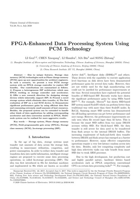 Fpga Enhanced Data Processing System Using Pcm Technology Request Pdf
