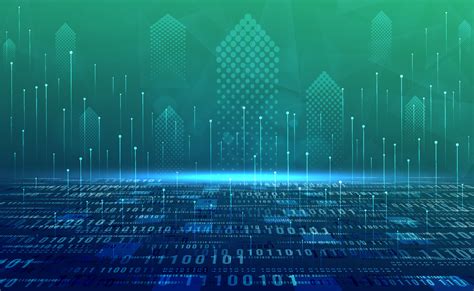 Digital Technology Banner Green Blue Background Cyber Technology