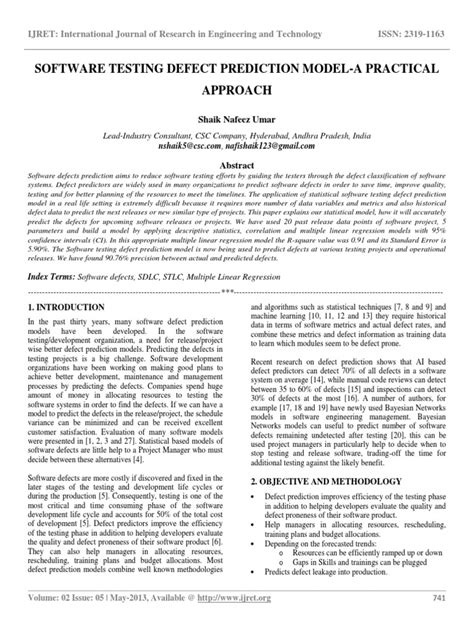 Software Testing Defect Prediction Model A Practical Approach Pdf Ordinary Least Squares