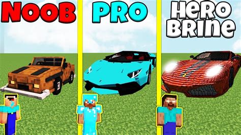Minecraft Battle Noob Vs Pro Vs Herobrine Car Build Challenge