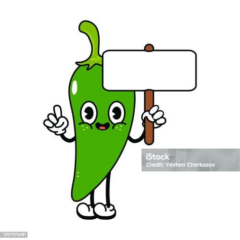 비문 캐릭터가있는 귀여운 재미있는 녹색 칠리 고추 벡터 손으로 그린 전통 만화 빈티지 복고풍 카와이 캐릭터 고립 된 배경 칠리 페퍼 캐릭터 0명에 대한 스톡 벡터 아트 및