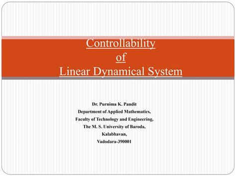 Controllability Of Linear Dynamical System Pptx
