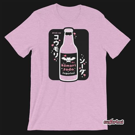 Cute Oversized Pastel Goth Shirt With Pink Soda And Bats Harajuku