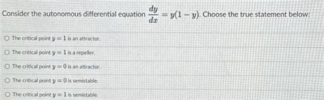 Solved Consider The Autonomous Differential Equation