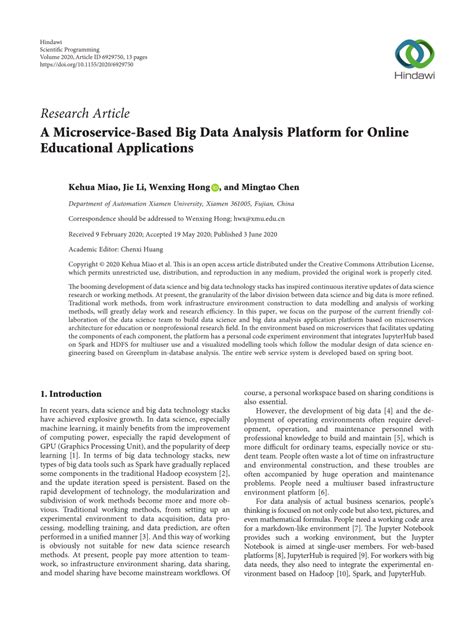 Pdf A Microservice Based Big Data Analysis Platform For Online