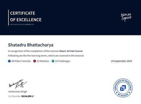 I Have Completed React Js Free Course On Scaler Topics Shatadru Bhattacharya
