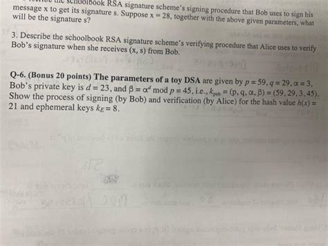 Solved Ok Rsa Signature Schemes Signing Procedure That Bob