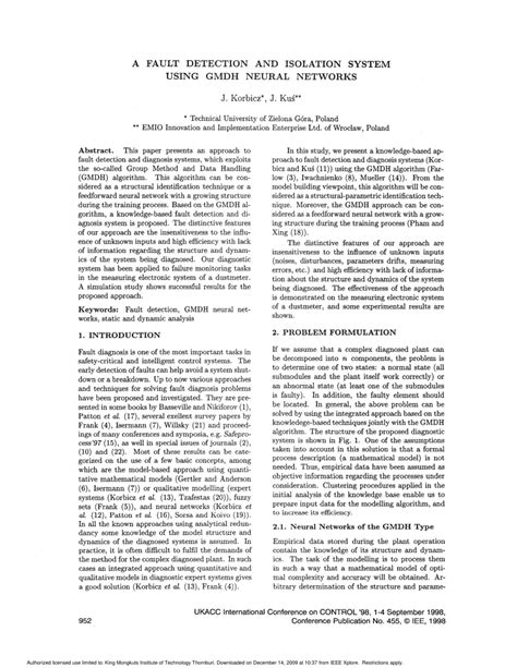 Pdf A Fault Detection And Isolation System Using Gmdh Neural Networks