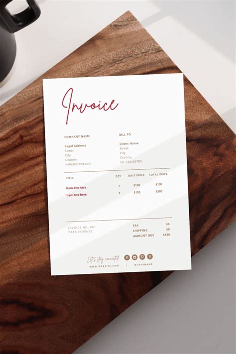 Printable Invoice Template Small Business Invoice Form Download Custom Order Form Receipt